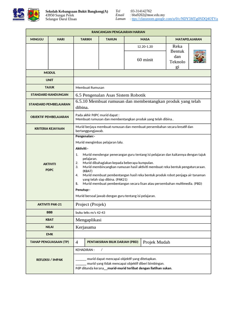 RPH RBT T6 SK Minggu 37 | PDF