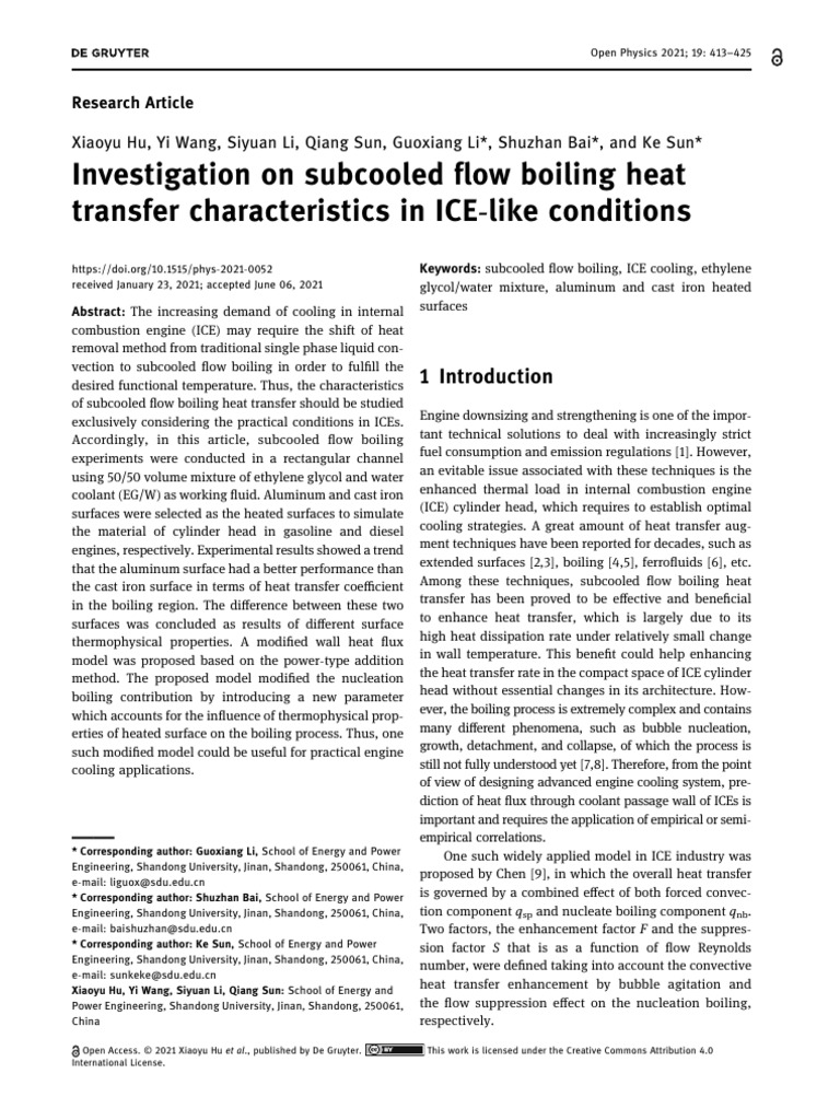 2 Investigation On Subcooled Flow Boiling Heat | PDF | Boiling | Heat Transfer