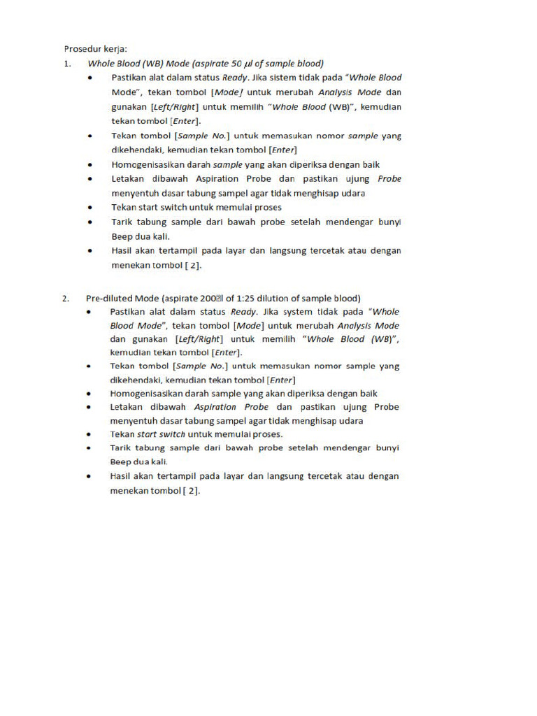 Sop Pemeriksaan QC Komponen Darah Menggunakan Alat Hematologi Counter | PDF
