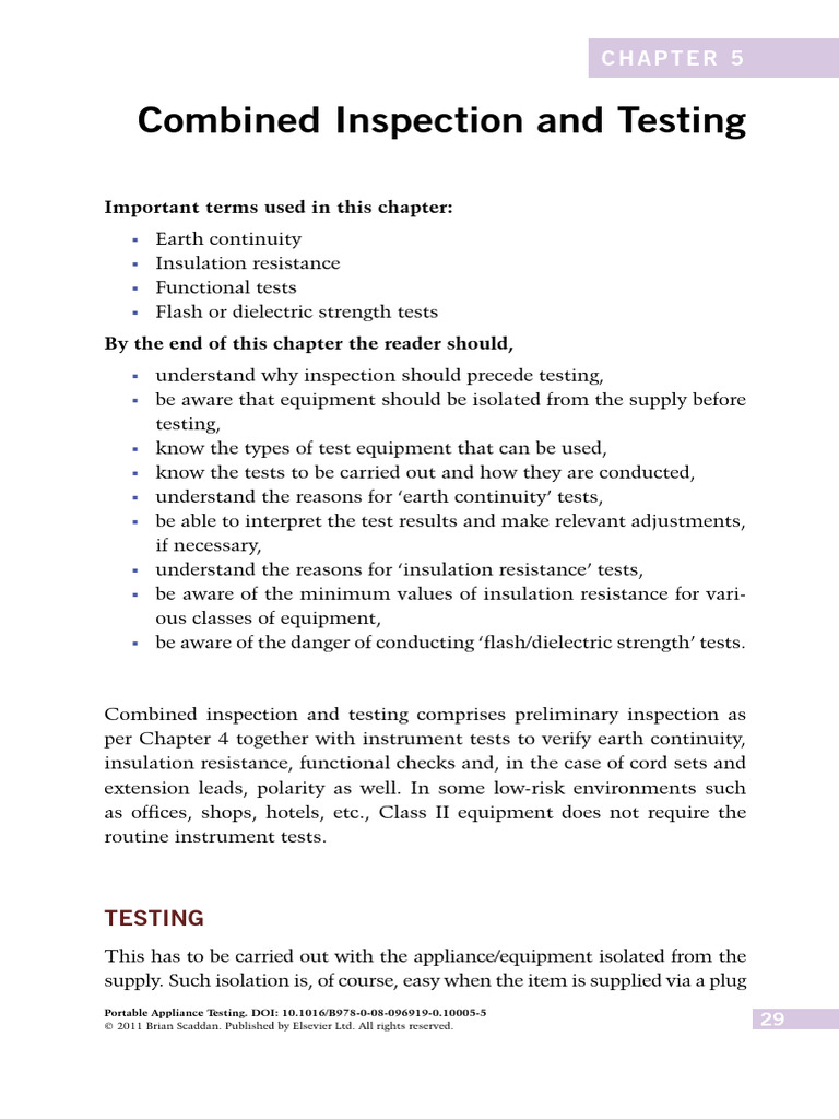 PAT Portable Appliance Testing - (Chapter 5 - Combined Inspection and ...