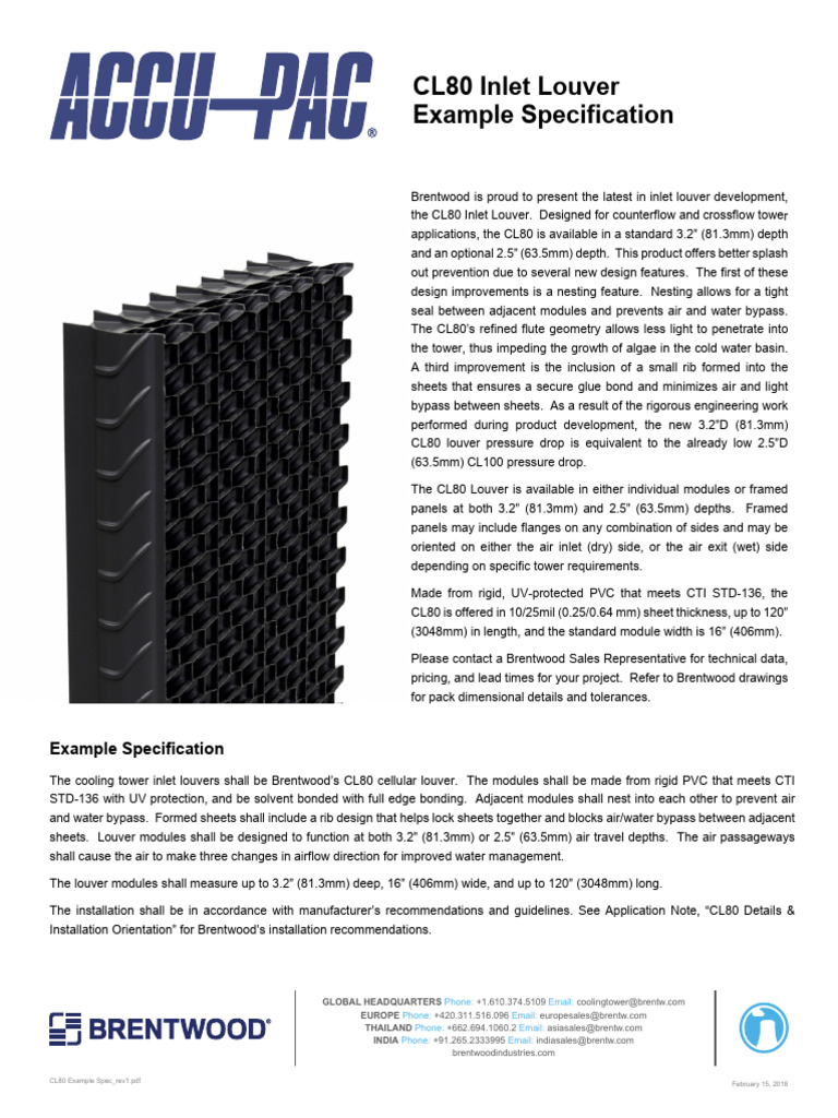 CL80 Example Spec_rev1 | PDF