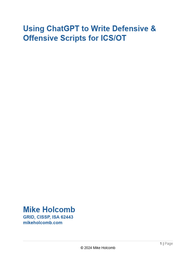 ChatGPT Scripting ICS OT Lab Manual.docx | PDF | Scripting Language | Programmable Logic Controller