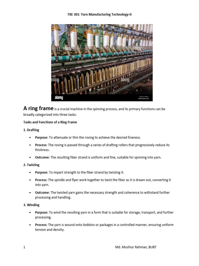 Ring frame 11-12-24 | PDF | Spinning (Textiles) | Yarn