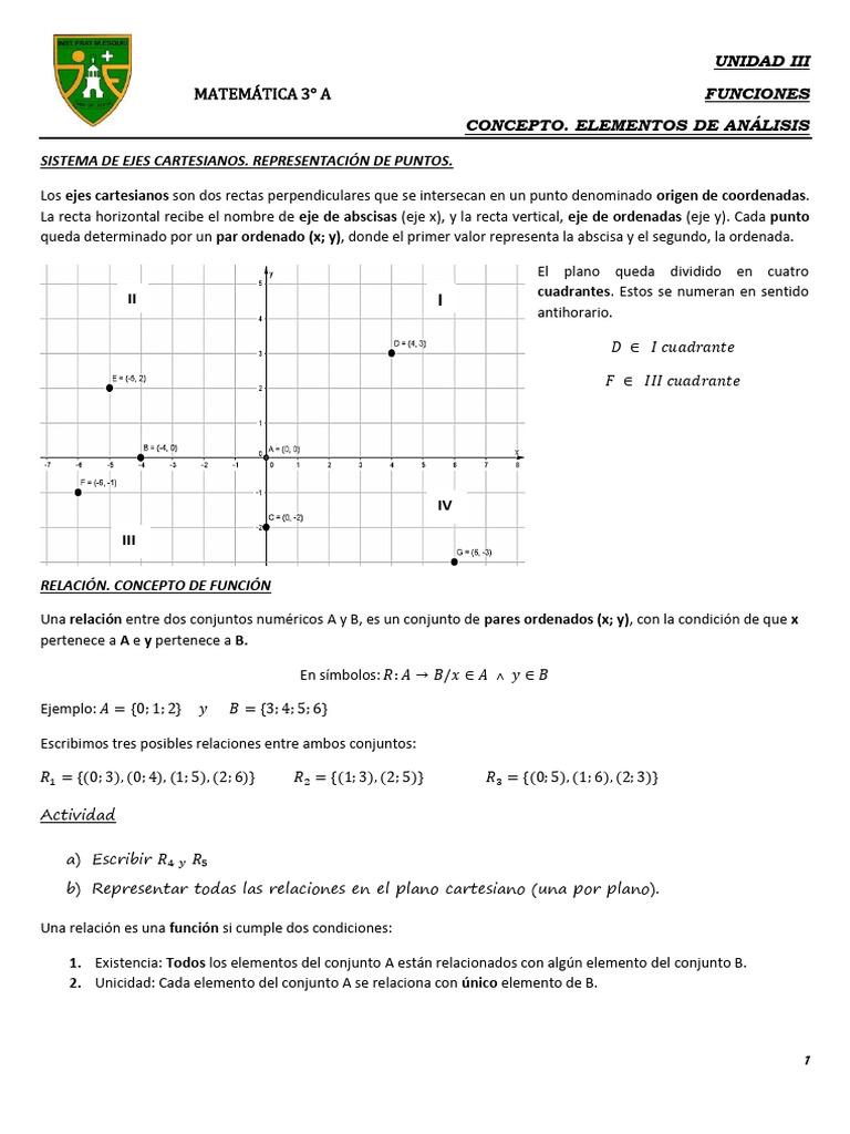 3a-mat-FUNCIONES | PDF | Sistema de coordenadas Cartesianas | Función ...