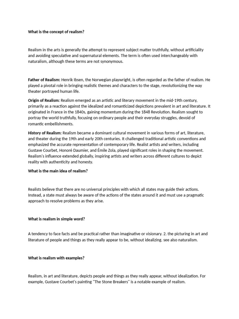 Realism | PDF | Realism (Arts) | Liberal Arts Education