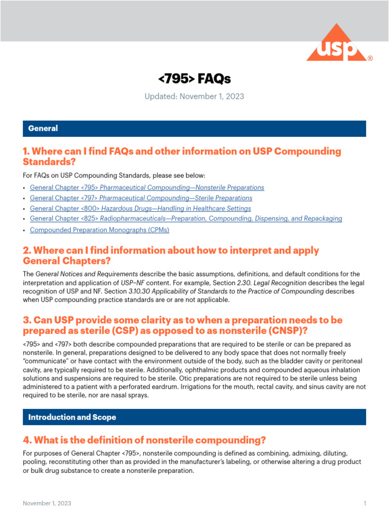 USP HQS 795 FAQs November2023 V5 | PDF | Purified Water ...