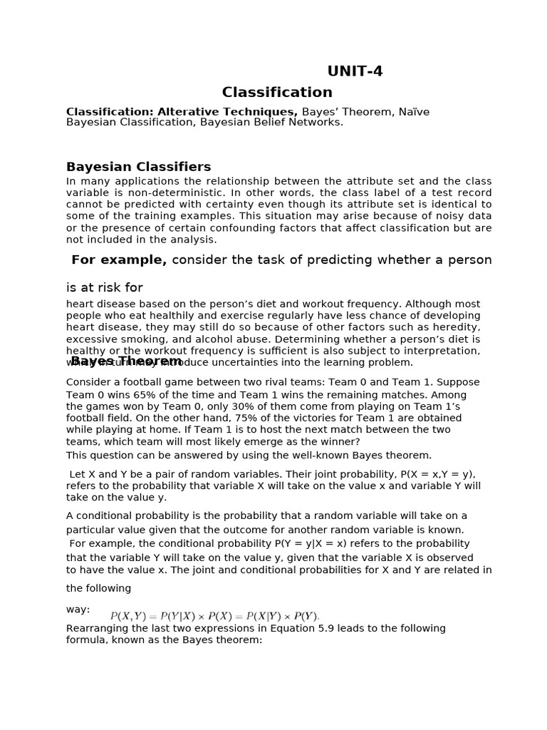 UNIT-4 | PDF | Bayesian Network | Statistical Classification
