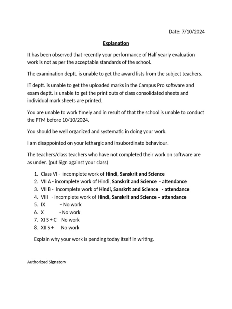 Explaination of Half Yearly Marks | PDF