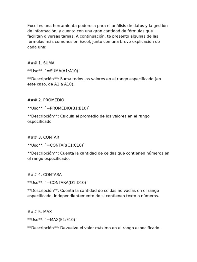 Fórmulas Esenciales De Excel Pdf Microsoft Excel 4162
