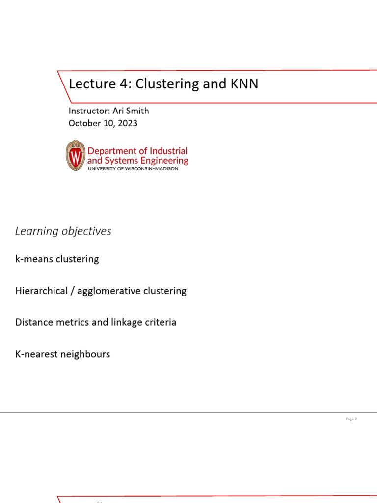 Lecture4 Slides | PDF | Cluster Analysis | Machine Learning