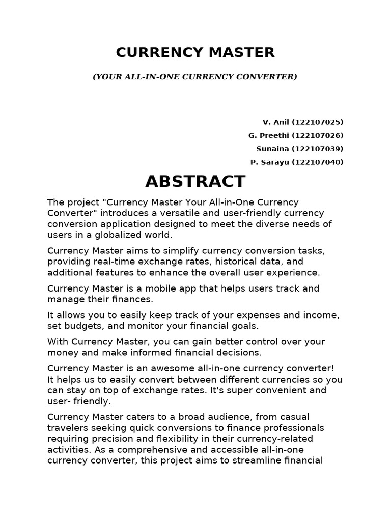 Currency Master | PDF