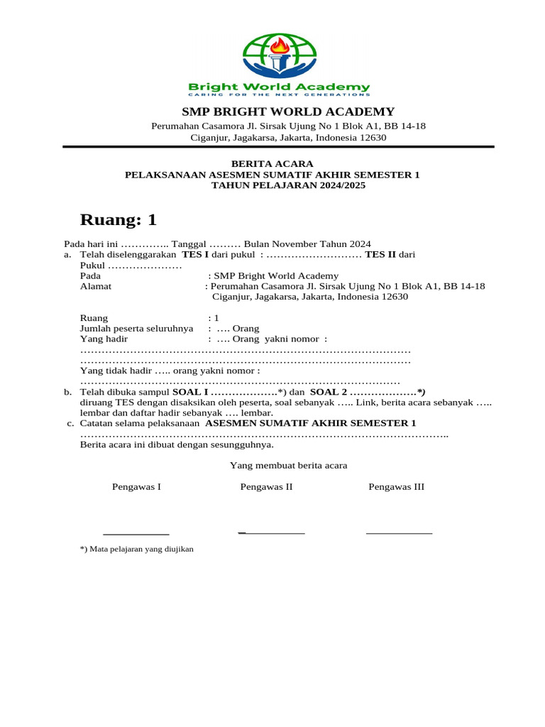 Asas 2024 Berita Acara Sem1 | PDF