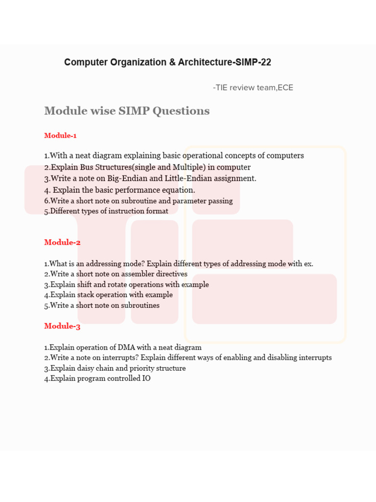 COA-Super Important Questions by TIE (1) | PDF