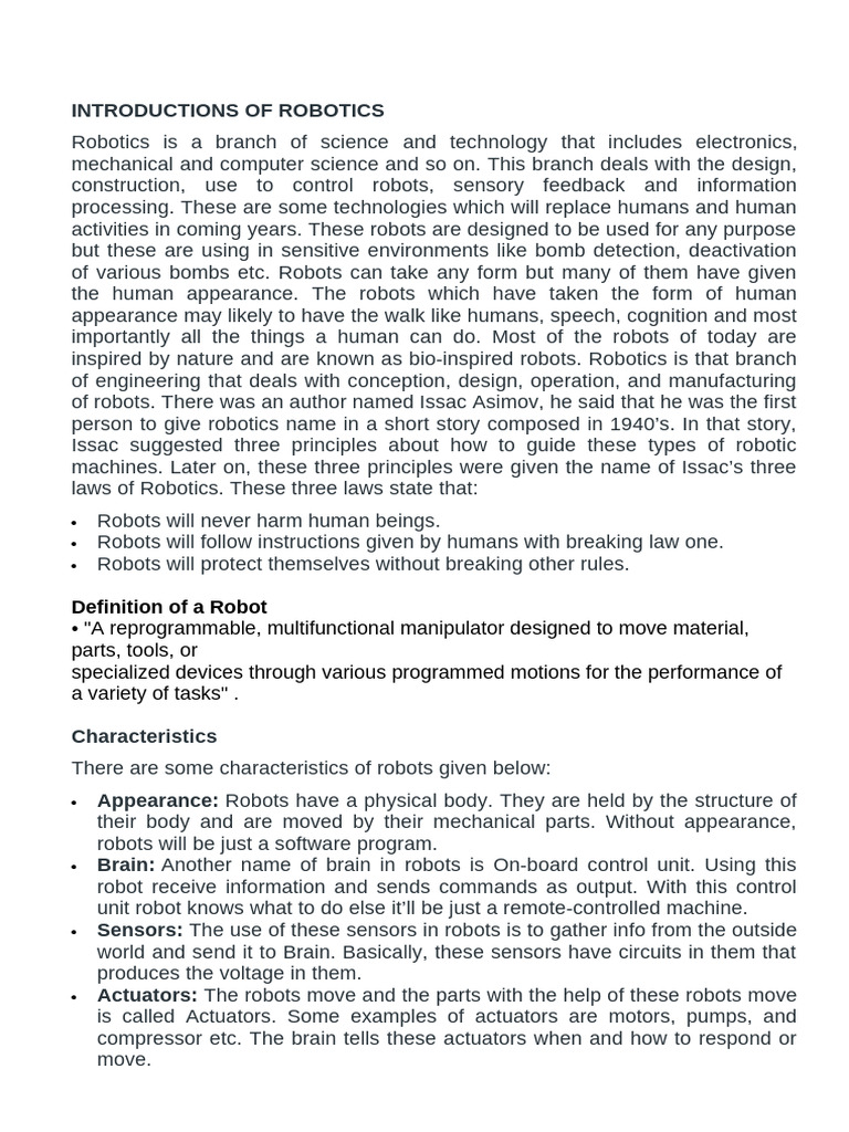 ROBOTICS NOTES | PDF | Arduino | Sensor