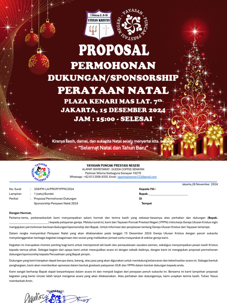 CONTOH PROPOSAL PERAYAAN NATAL | PDF