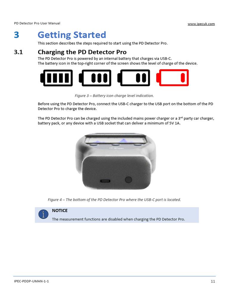 Getting Started: Charging The PD Detector Pro | PDF | Sensor | Battery Charger