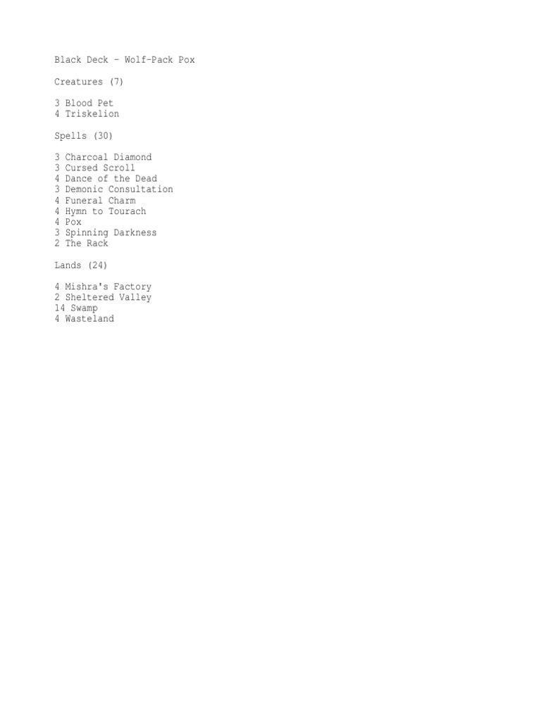 Black Deck Strategy: Wolf-Pack Pox | PDF