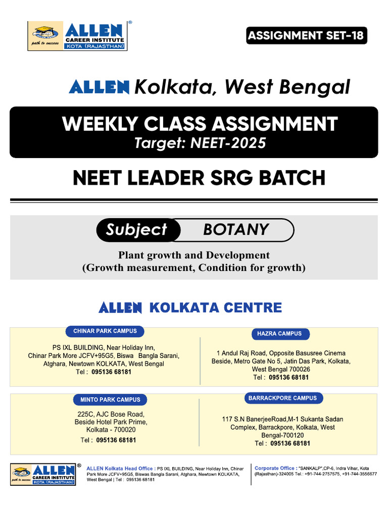 Neet Leader Assign 18 Botany 13-12-2024 | PDF | Organisms | Botany