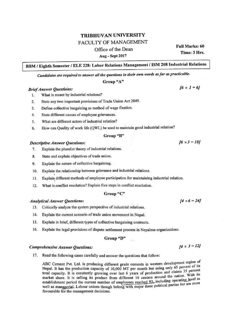 Labor Relations Mgmt. Old Qns | PDF