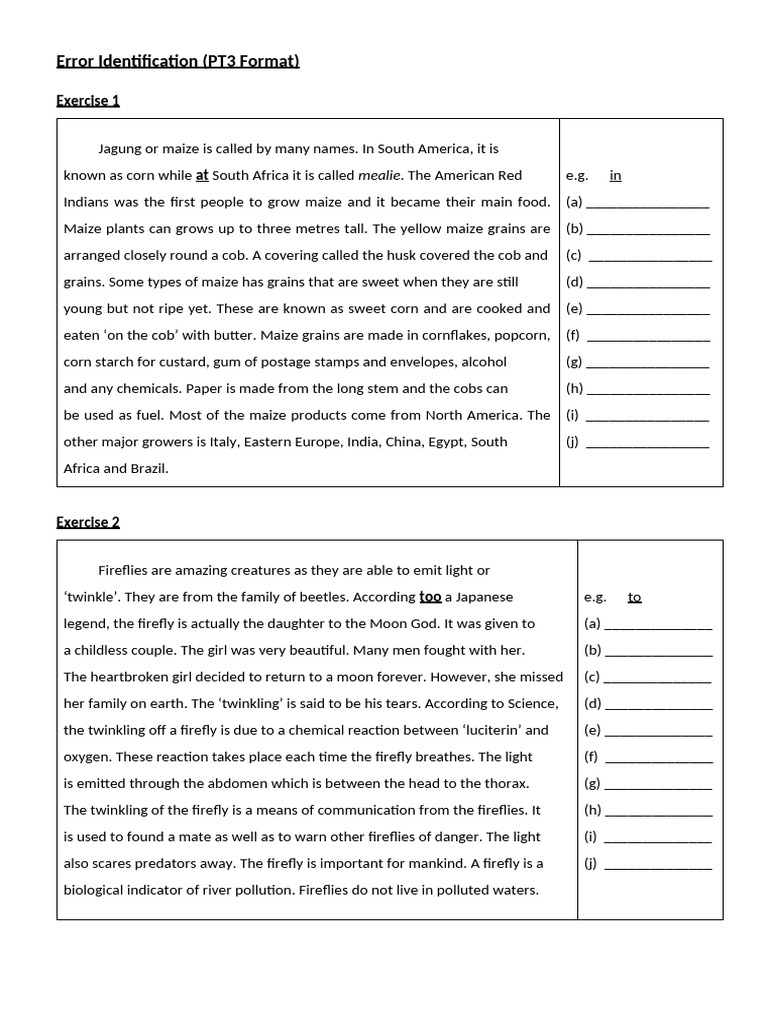 Error Identification (PT3 Format) 1 | PDF | Maize