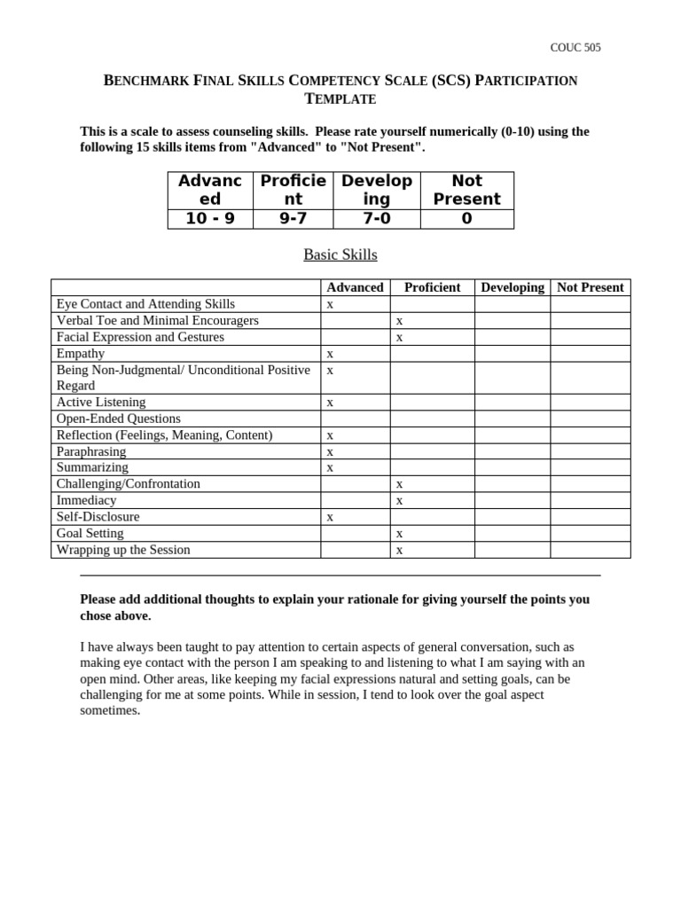 Scale SCS Participation Template | PDF