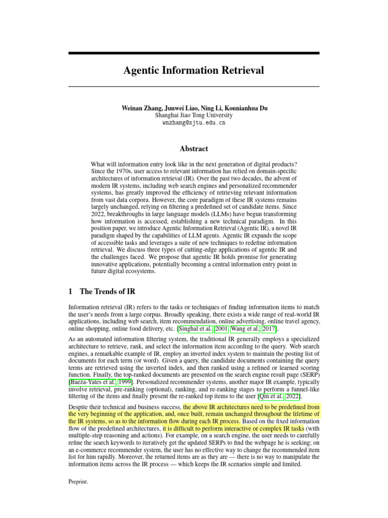 Agentic Information Retrieval Paradigm | PDF | Information Retrieval | Information