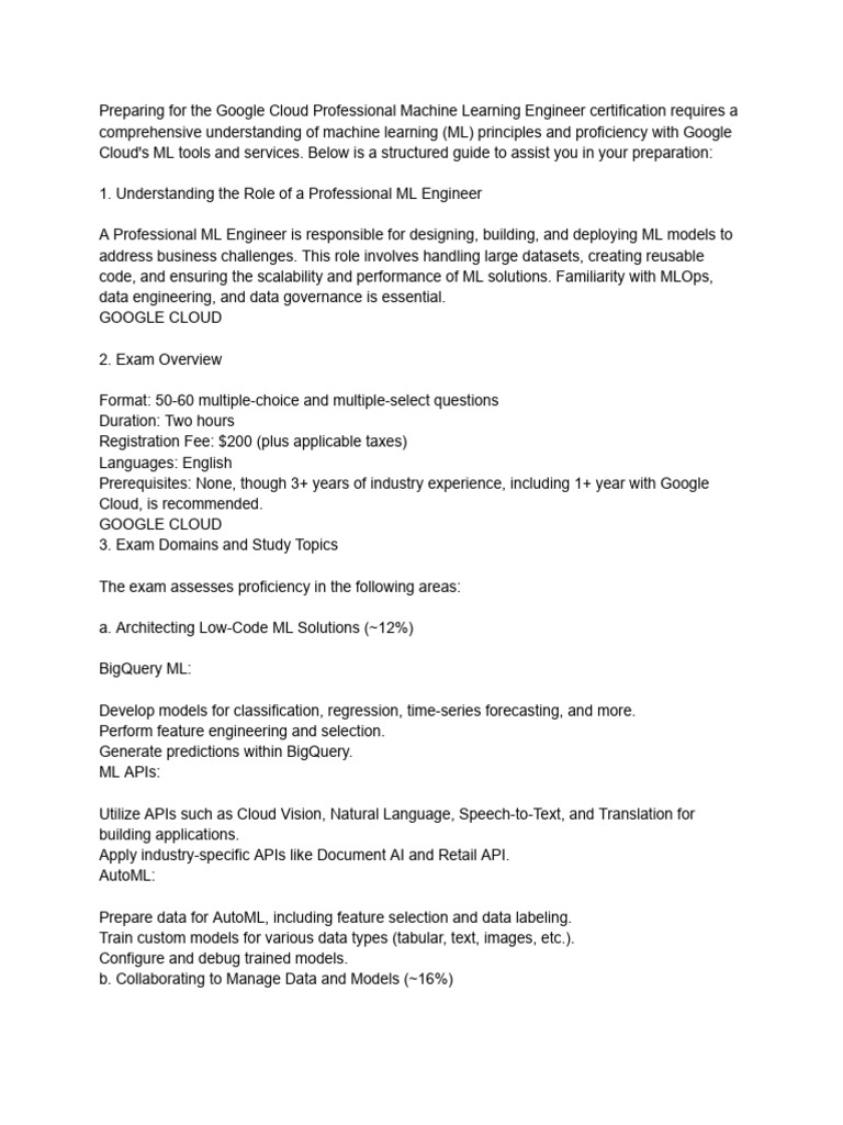 ML Basic Concepts For Preparation For GCP ML Cert | PDF | Machine Learning | Artificial Intelligence