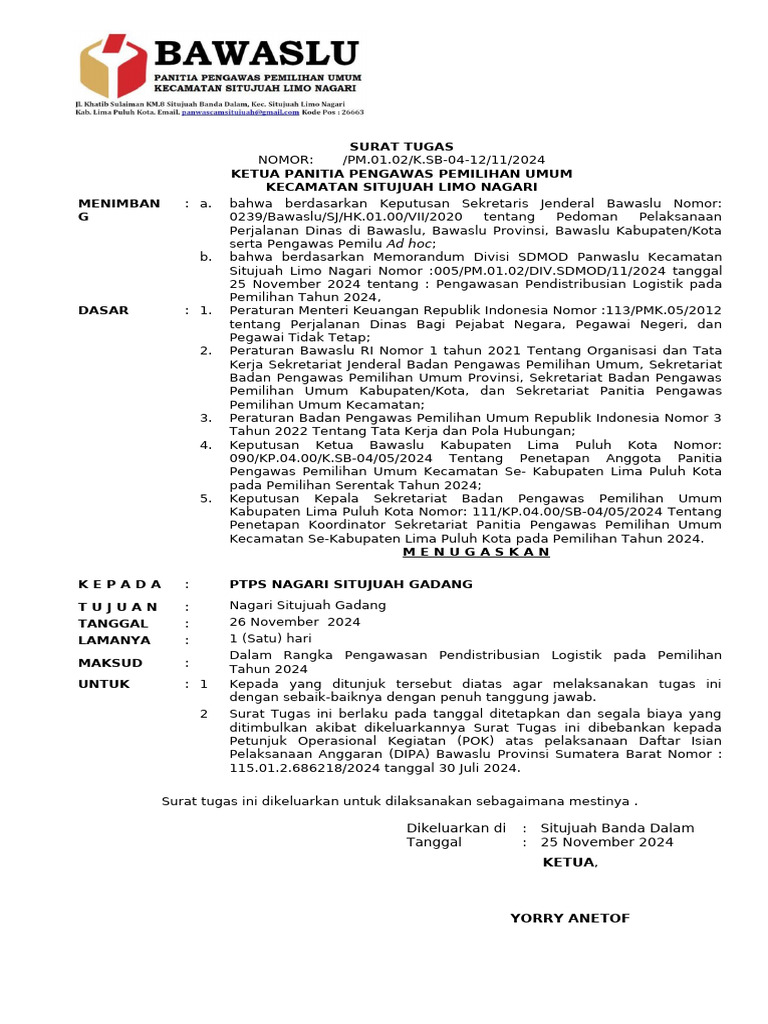 ST PTPS 26 NOV LOGISTIK DAN PEMBUATAN TPS | PDF