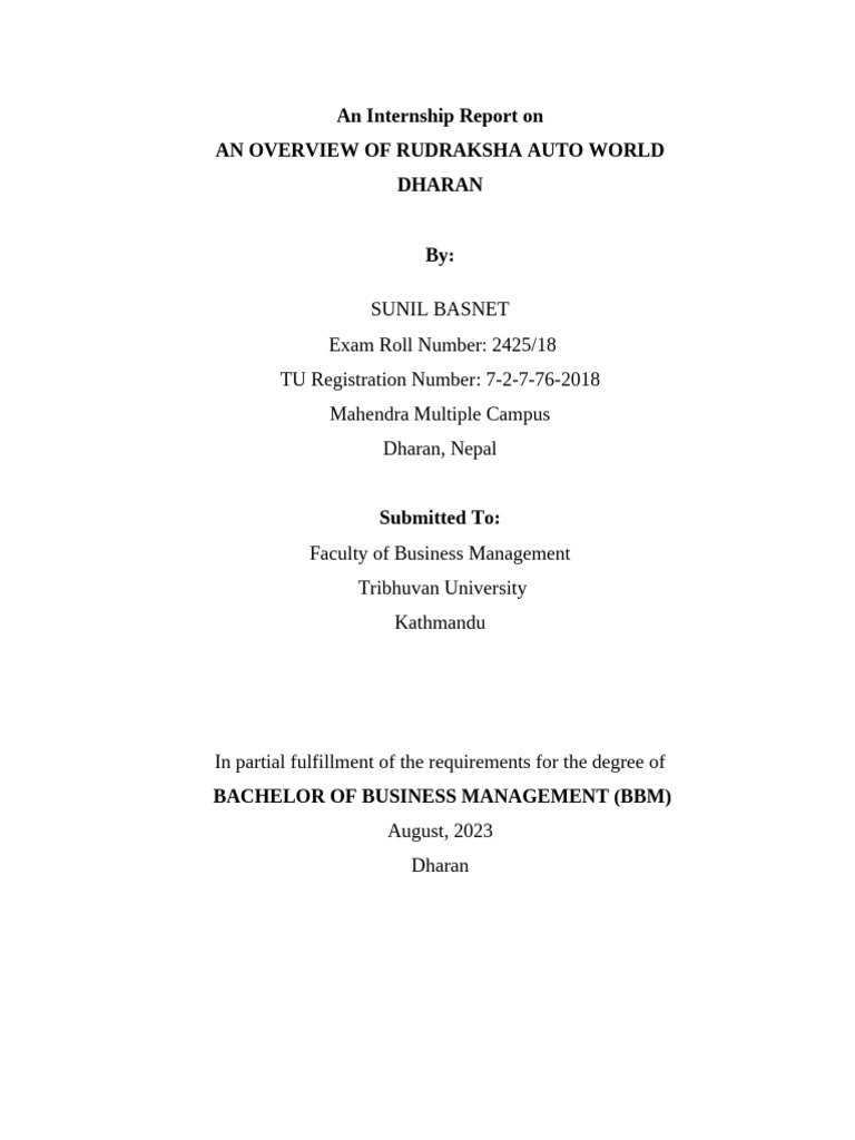 Internship Report KTM Bike 8th Sem 2023 Sunil Basnet | PDF | Swot Analysis | Motorcycle