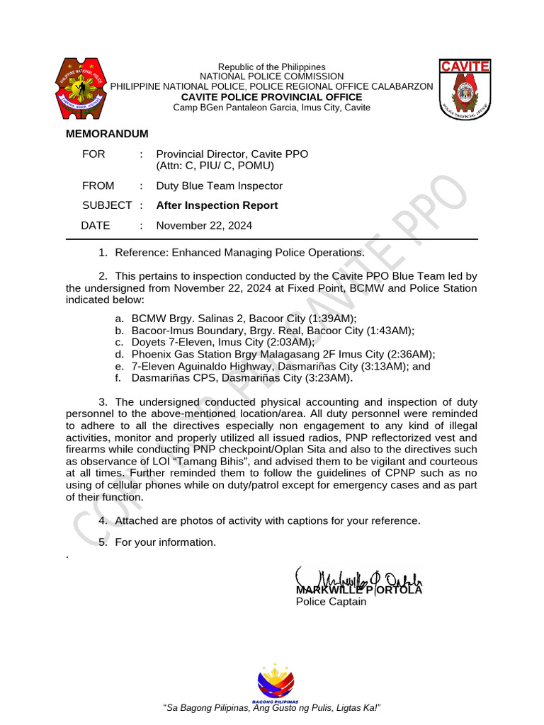 AAR Blue Team Nov 22 | PDF | Government | Philippines