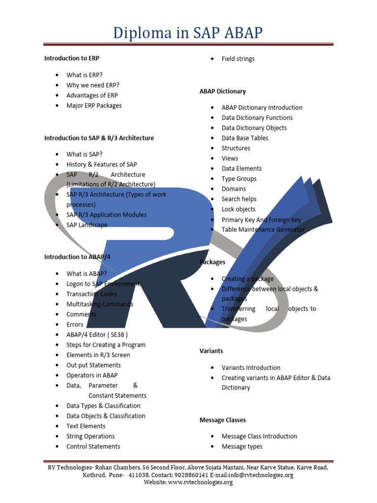 SAP ABAP Diploma Course in Pune | PDF | Computing | Computer Programming