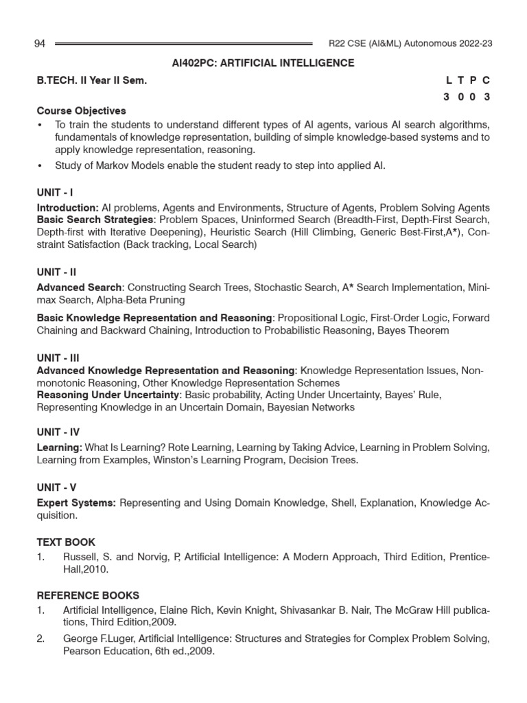 Ai Syllabus | PDF