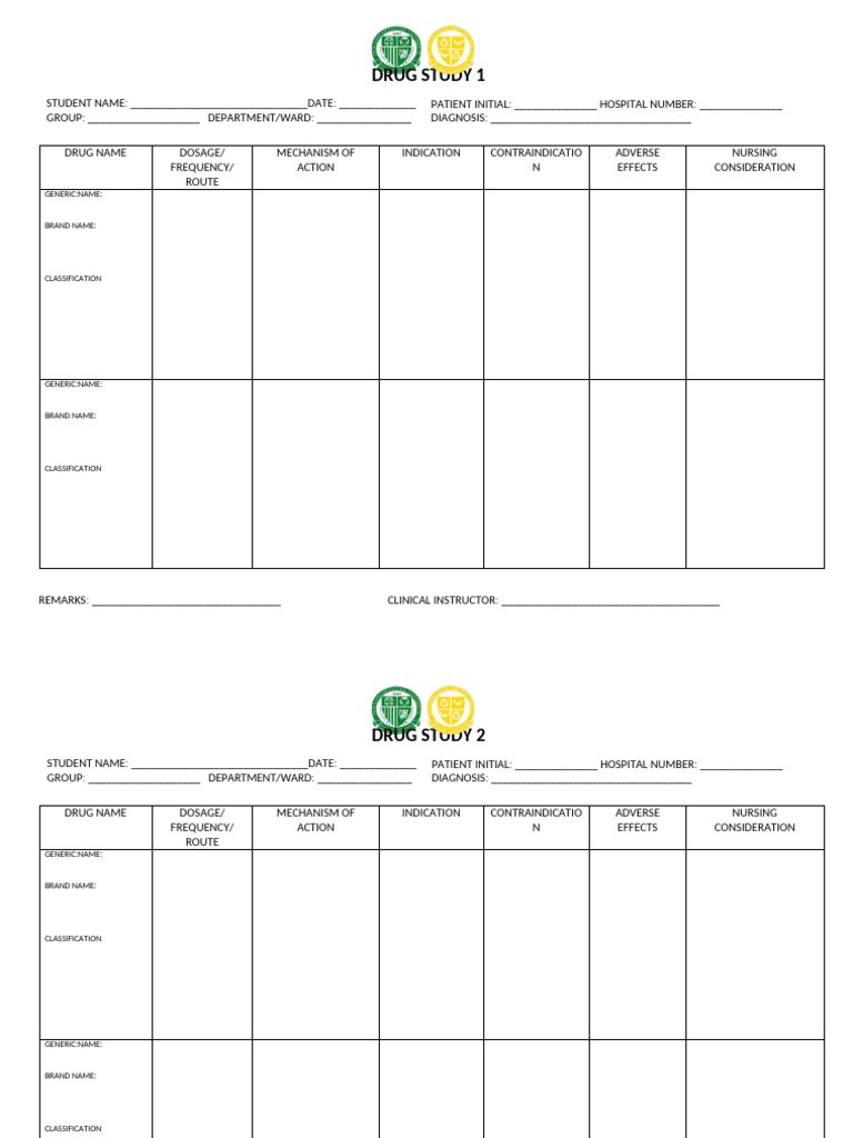 Drug Study Format for Ched | PDF