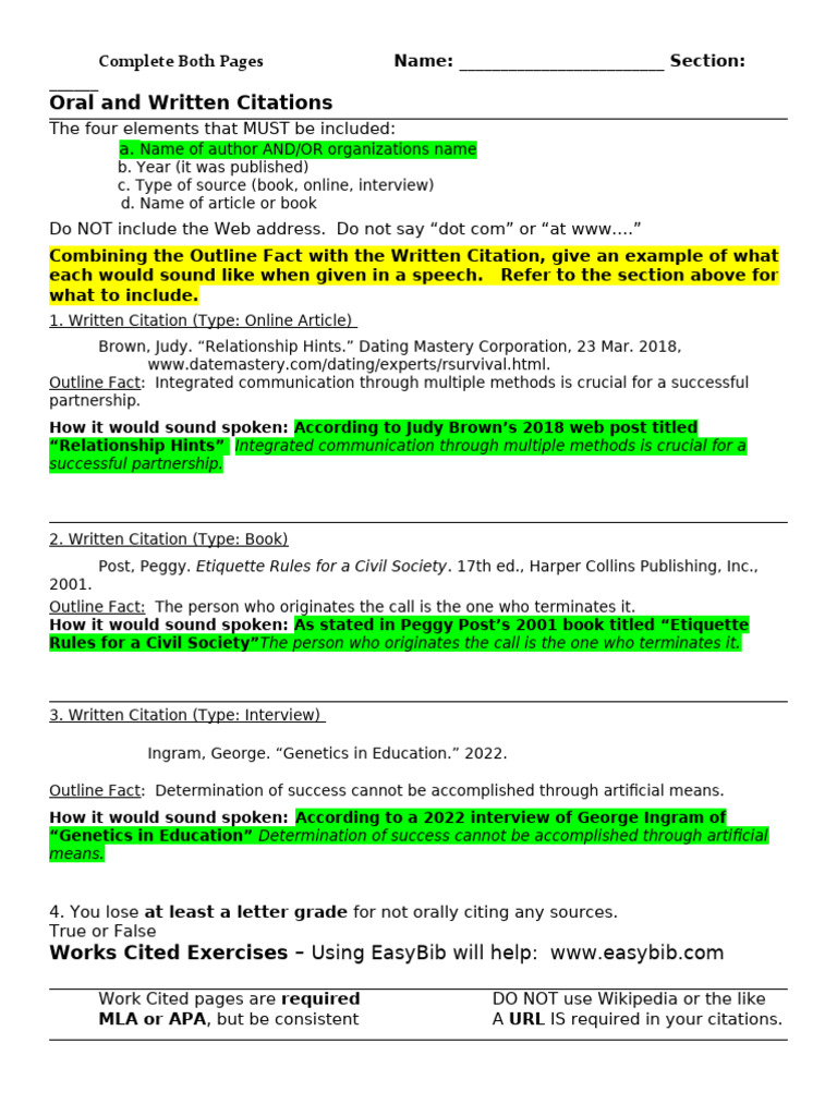 Citation Exercise | PDF | Human Communication