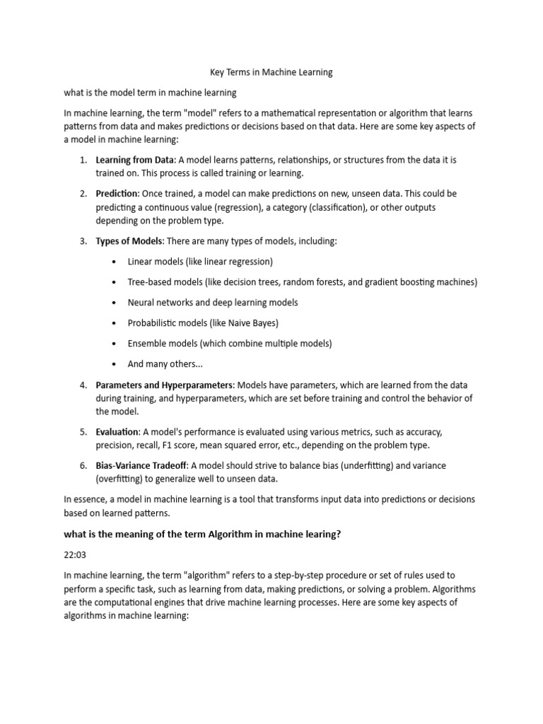 Key Terms in Machine Learning | PDF | Statistical Classification | Machine Learning