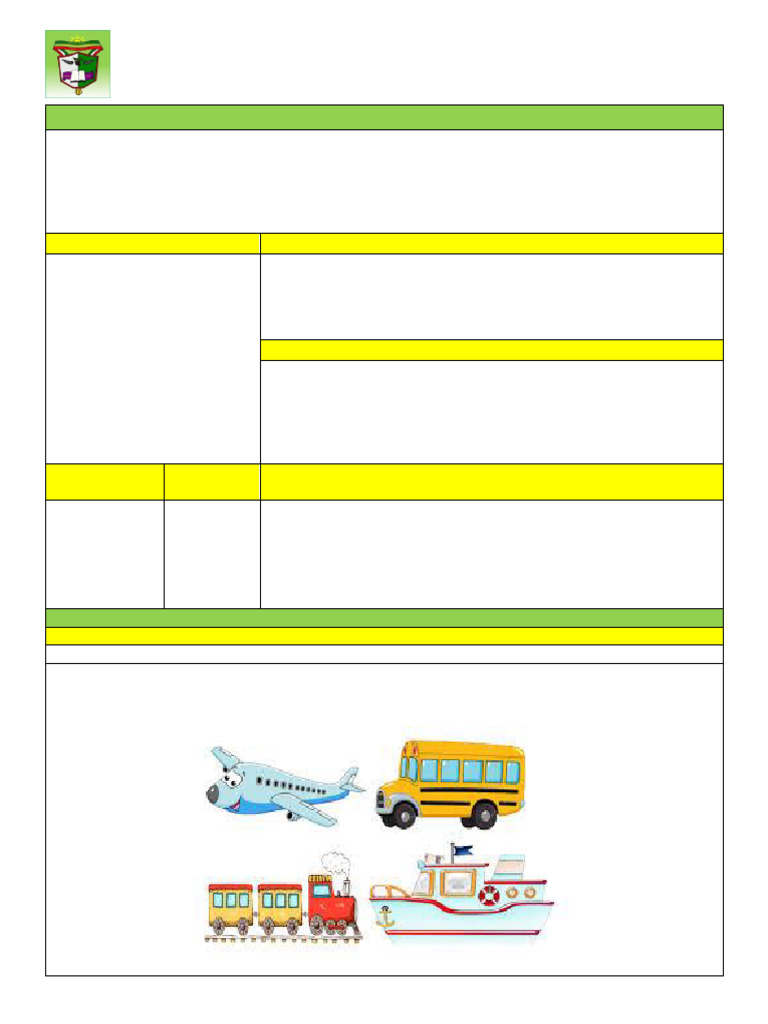 Actividades de Medios de Transporte en Preescolar | PDF | Transporte ...