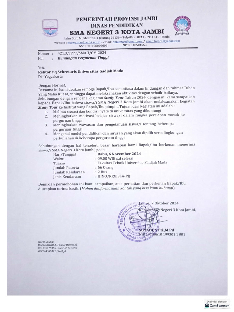 Surat Kunjungan UGM - 241012 - 151156 | PDF