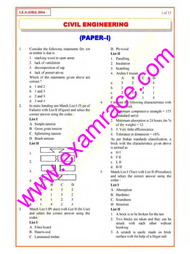 IES Civil Engineering Paper 1 2004 | PDF
