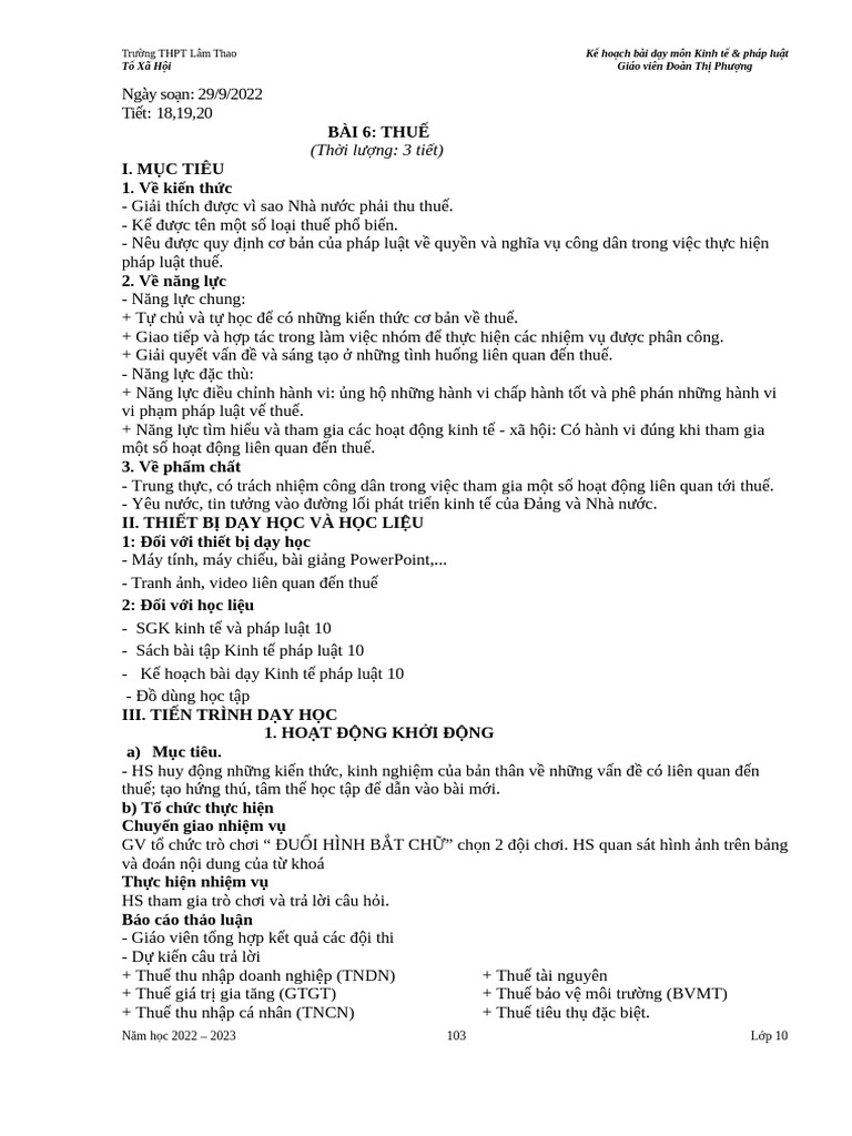 Bài 6 KTPL 10 | PDF