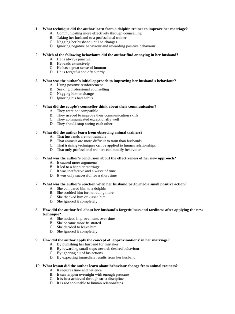 Dolphin Training For Marriage Success | PDF | Behavior | Disciplines