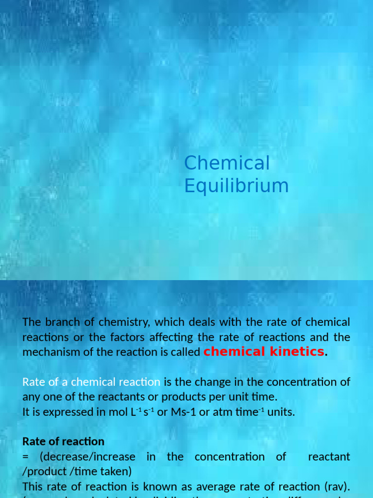 Equilibrium | PDF | Chemical Equilibrium | Reaction Rate