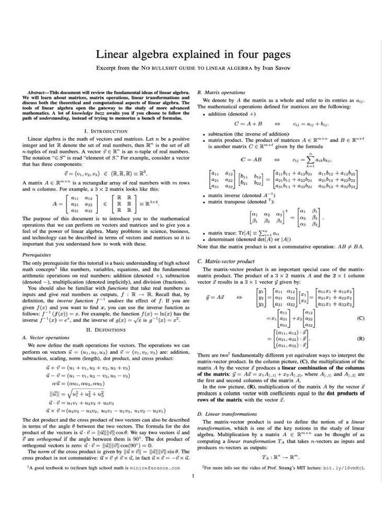 Linear_Algebra_Explained_in_4_Pages__1642283241 | PDF