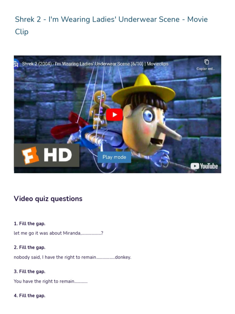 Shrek 2 Lady Underwear Scene | PDF