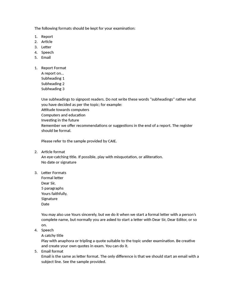 Formats Directed Writing 2024 | PDF