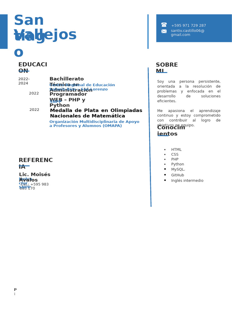 Santiago Vallejos - CV | PDF