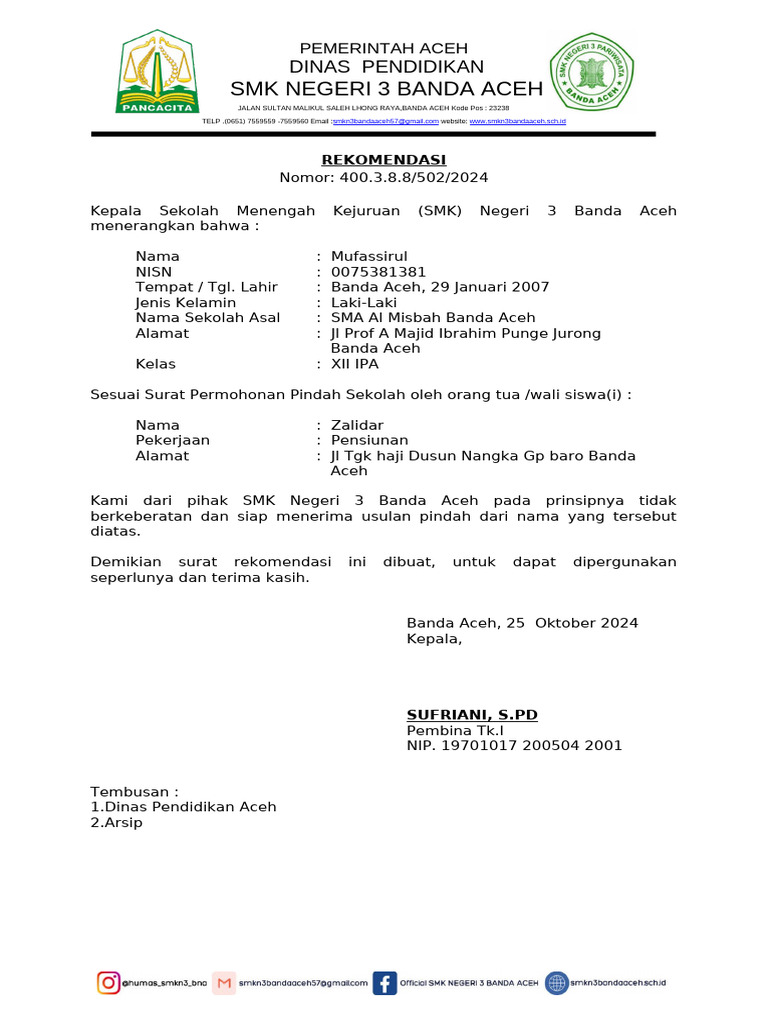 Surat REKOMENDASI (2) | PDF