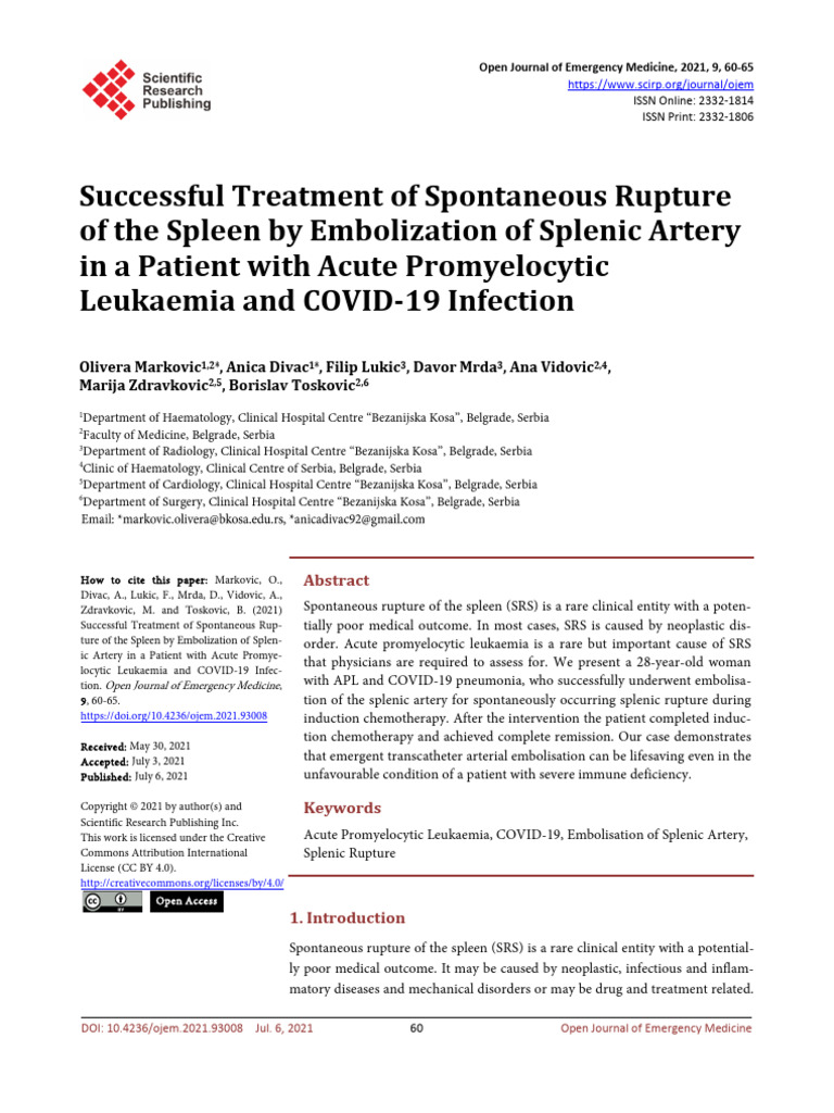 Successful Treatment of Spontaneous Rupture of The | PDF | Medicine ...