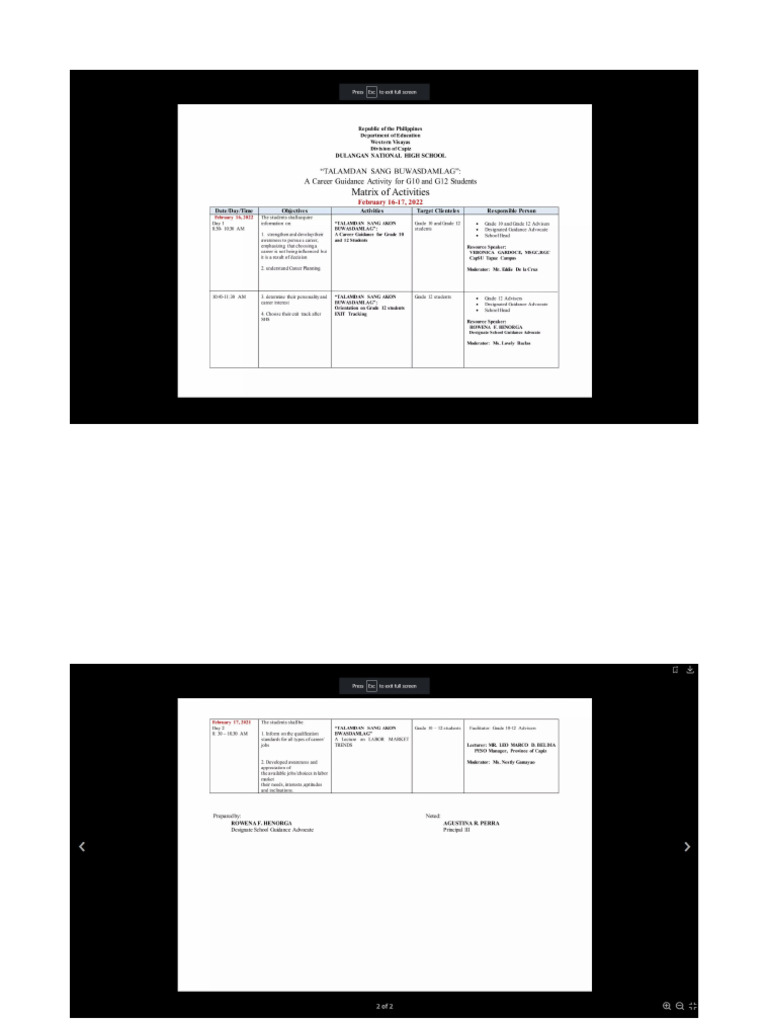 Career Guidance Program Matrix | PDF