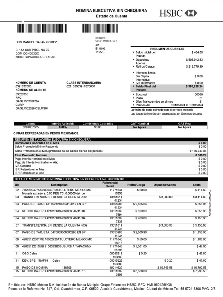 05 Edo Cuenta Cesionario ZN Arq Izapa Opc D | PDF