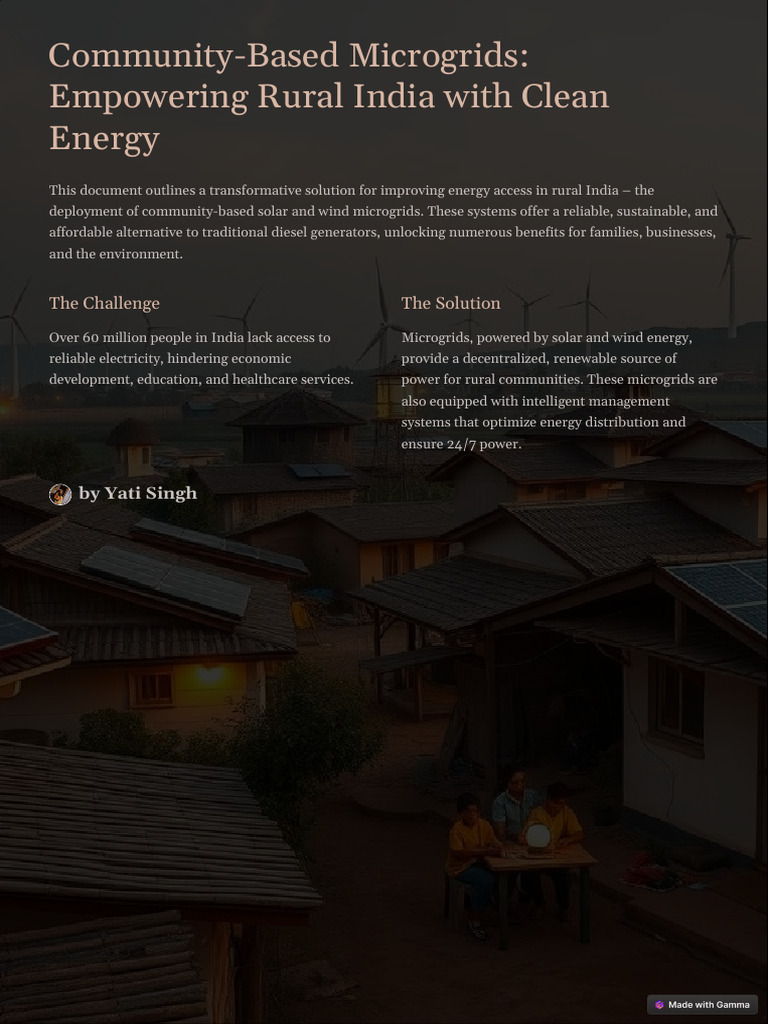 Community Based Microgrids Empowering Rural India With Clean Energy | PDF
